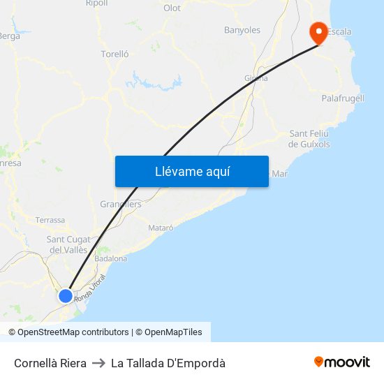 Cornellà Riera a La Tallada D'Empordà con transporte público