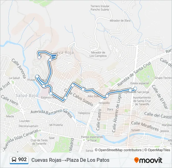 902 Route: Schedules, Stops & Maps - Cuevas Rojas‎→Plaza De Los Patos ...
