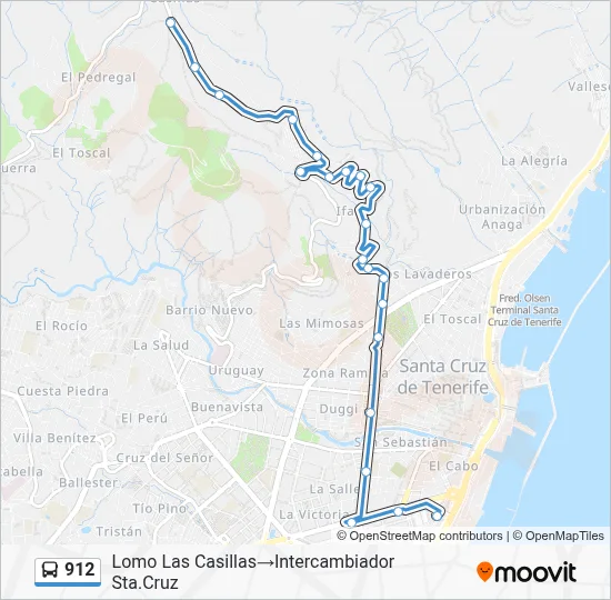912 Route: Schedules, Stops & Maps - Lomo Las Casillas‎→Intercambiador ...
