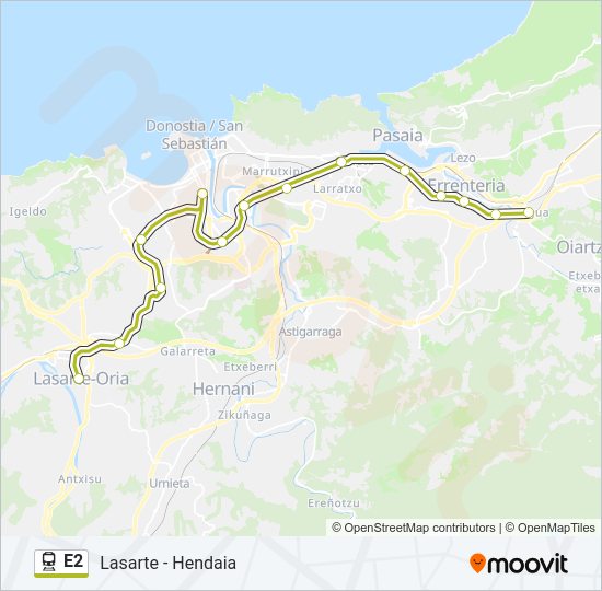 Línea e2: horarios, paradas y mapas - Lasarte-Oria‎→Oiartzun (Actualizado)