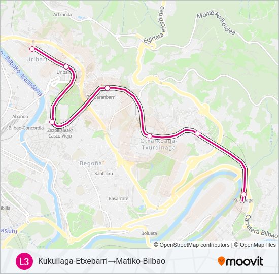 Línea l3: horarios, paradas y mapas - Kukullaga-Etxebarri‎→Matiko ...