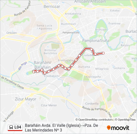 Línea l04: horarios, paradas y mapas - Barañáin Avda. El Valle (Iglesia ...