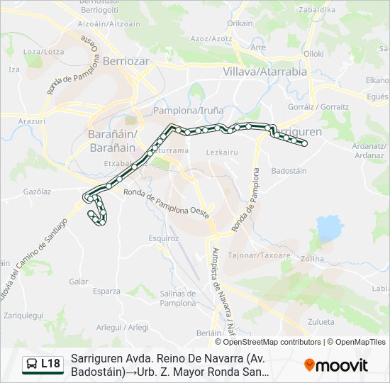 L18 Route: Schedules, Stops & Maps - Sarriguren Avda. Reino De Navarra ...