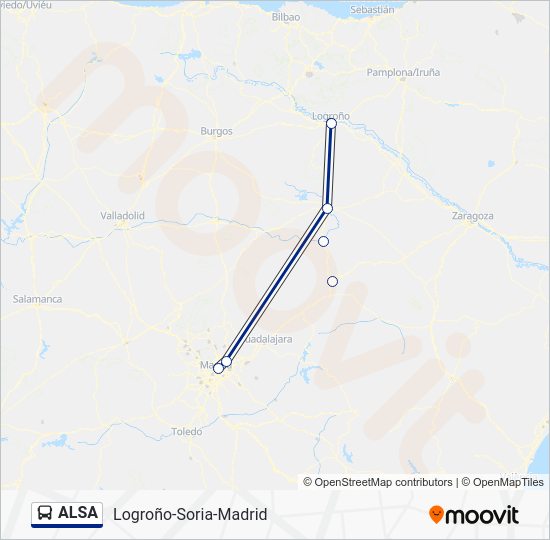 alsa Route: Schedules, Stops & Maps - Logroño‎→Madrid (Intercam Av.America) (Updated)