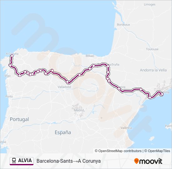 ALVIA Route: Schedules, Stops & Maps - Barcelona-Sants‎→A Corunya (Updated)