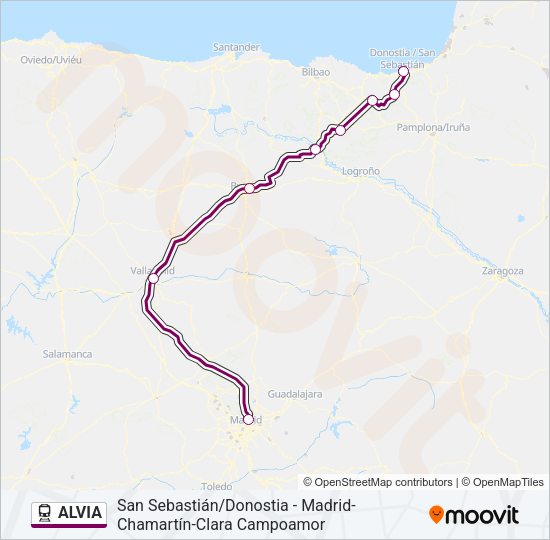 ALVIA Route: Schedules, Stops & Maps - San Sebastián/Donostia‎→Madrid ...