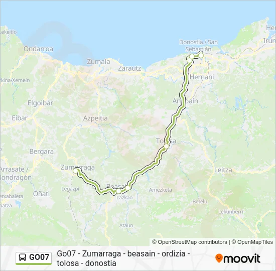 Línea GO07: horarios, paradas y mapas - Zumarraga - Renfe Geltokia‎→ ...