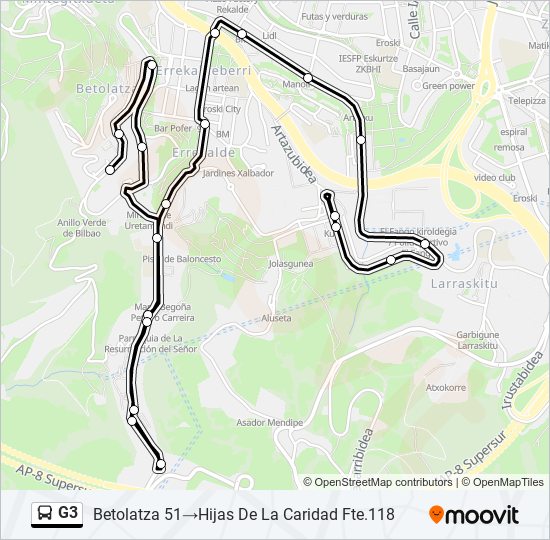 g3 Route: Schedules, Stops & Maps - Betolatza 51‎→Hijas De La Caridad ...