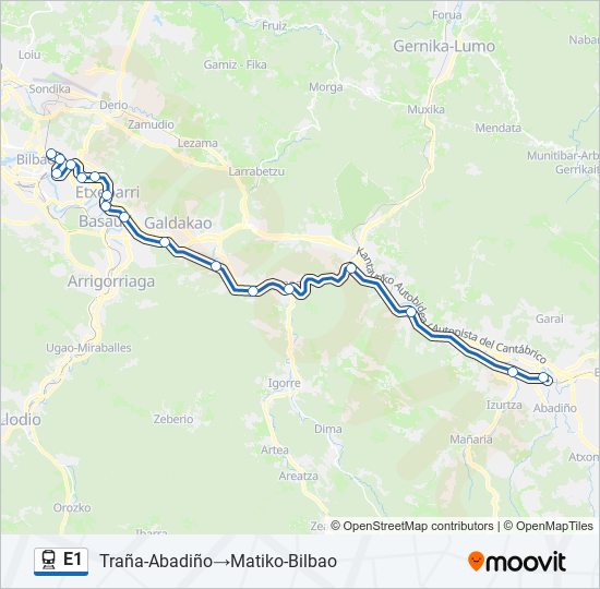 Línea e1: horarios, paradas y mapas - Traña-Abadiño‎→Matiko-Bilbao ...