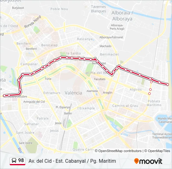 98 Route: Schedules, Stops & Maps - Av. Cid (Updated)
