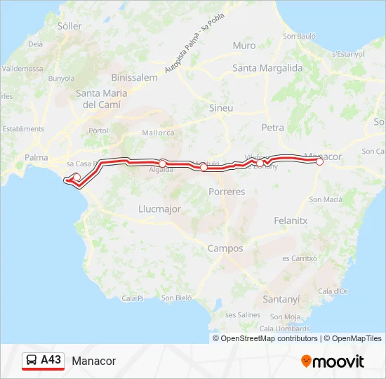Línea A43: horarios, paradas y mapas - Manacor (Actualizado)