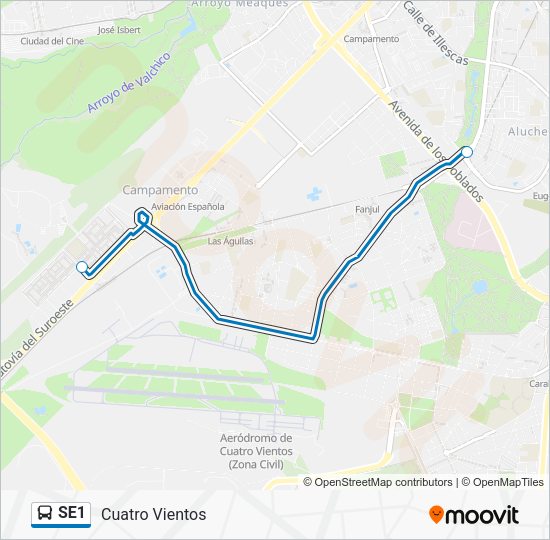 Línea SE1: horarios, paradas y mapas - Cuatro Vientos (Actualizado)