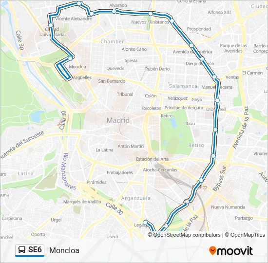 Línea SE6: horarios, paradas y mapas - Moncloa (Actualizado)