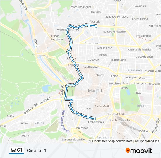 Línea c1: horarios, paradas y mapas - Circular 1 (Actualizado)