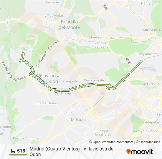 518 Route: Schedules, Stops & Maps - P.º Extremadura - Cuatro Vientos ...