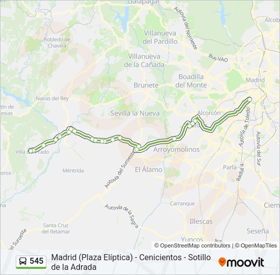 Línea 545: horarios, paradas y mapas - Est. De Autobuses De Villa Del ...