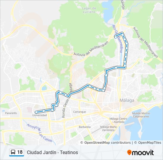 Línea 18: horarios, paradas y mapas - Las Virreinas‎→Facultad de Medicina
