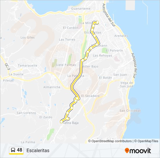 48 Route: Schedules, Stops & Maps - Escaleritas (Updated)