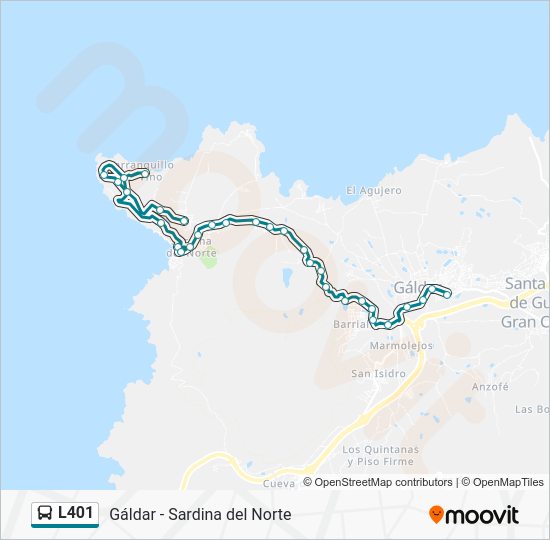 L401 Route: Schedules, Stops & Maps - D - Galdar (Updated)