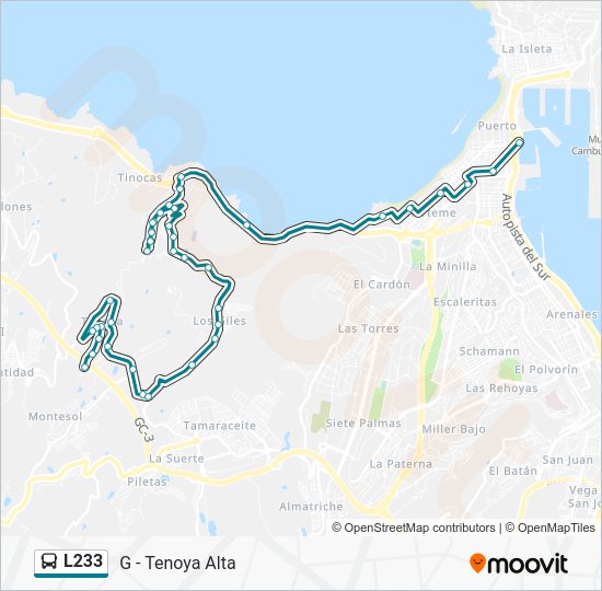 Línea L233: horarios, paradas y mapas - G - Tenoya Alta (Actualizado)