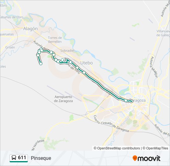Línea 611: horarios, paradas y mapas - Pinseque (Actualizado)