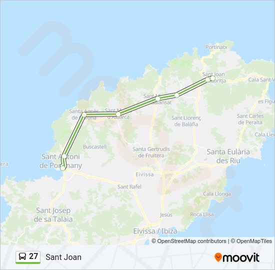 Línea 27: horarios, paradas y mapas - Sant Joan (Actualizado)