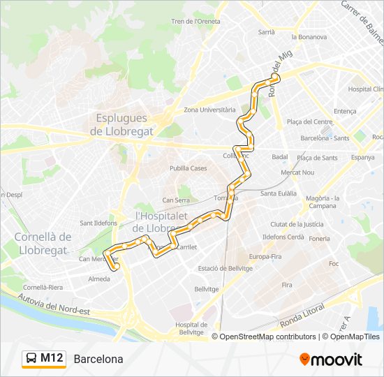 Línea M12: horarios, paradas y mapas - Barcelona (Actualizado)