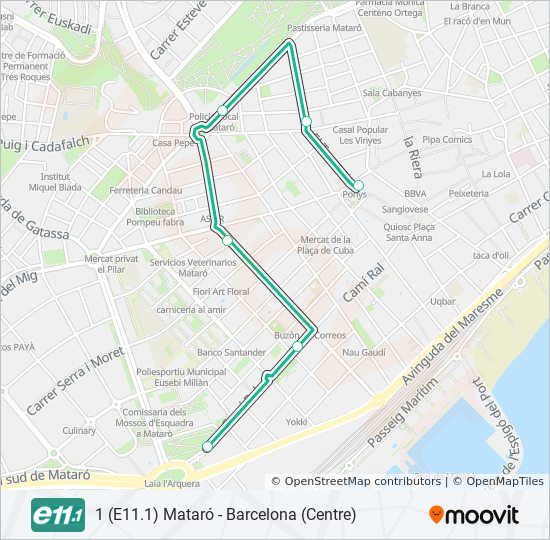 e111 Route: Schedules, Stops & Maps - 1 (E11.1) Mataró - Barcelona ...