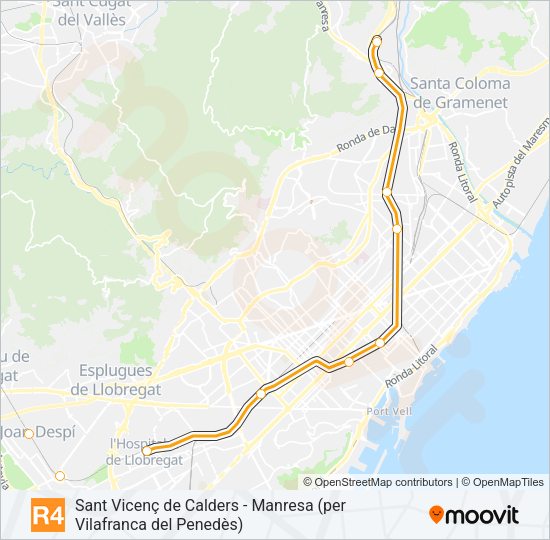 Línea R4: horarios, paradas y mapas - Montcada Bifurcació (Actualizado)