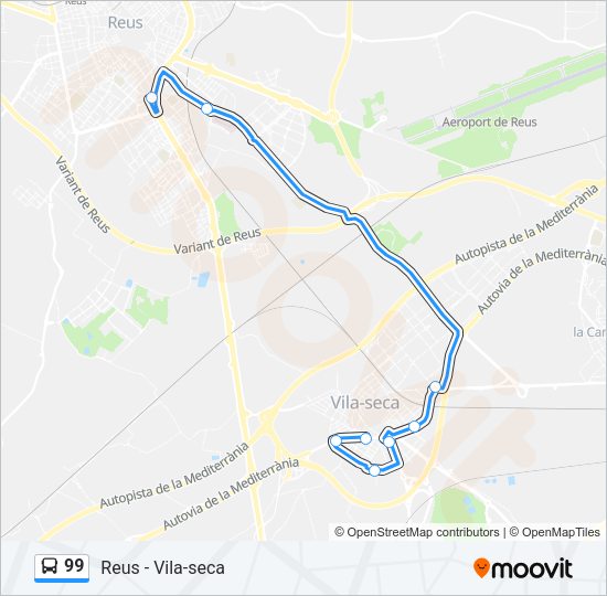 Línea 99: horarios, paradas y mapas - Reus - Vila-seca (Actualizado)