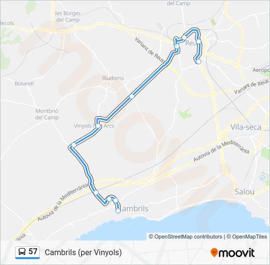 Línea 57: horarios, paradas y mapas - Reus - Cambrils per Vinyols ...