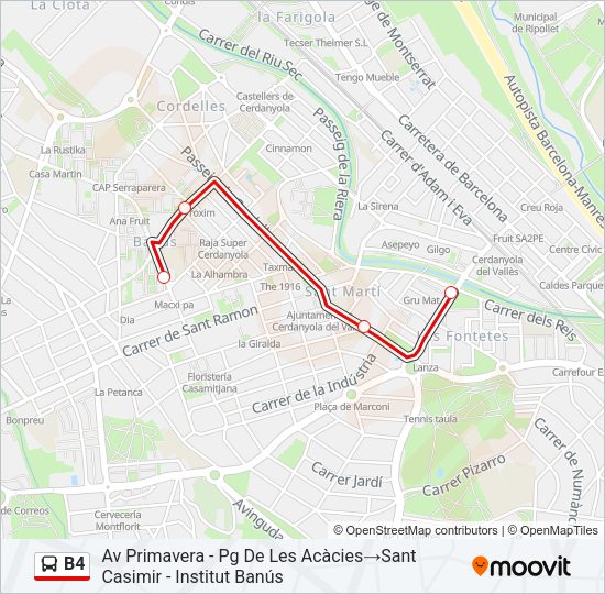 Línea b4: horarios, paradas y mapas - Av Primavera - Pg De Les Acàcies ...