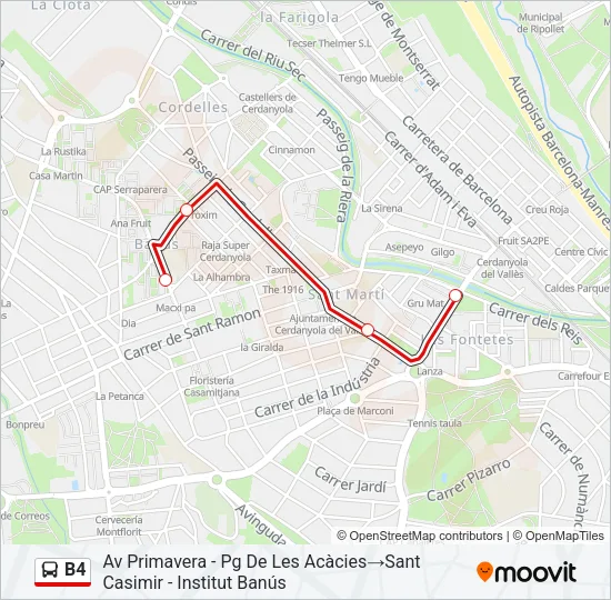 B4 Route: Schedules, Stops & Maps - Av Primavera - Pg De Les Acàcies‎→ ...