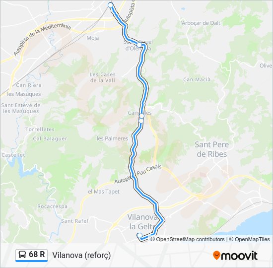 68 r Route: Schedules, Stops & Maps - Vilanova (reforç) (Updated)