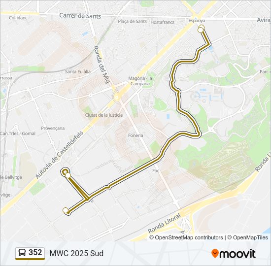 352 Route: Schedules, Stops & Maps - Pl. Espanya (Updated)