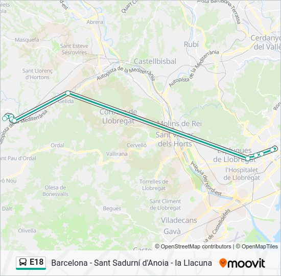 Línea E18: horarios, paradas y mapas - C. Urgell - C. París (Actualizado)