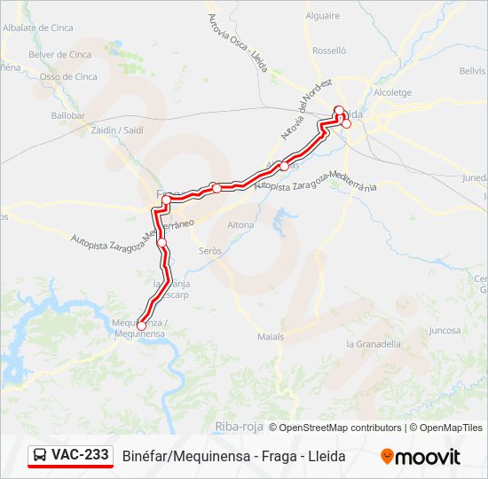 vac233 Route: Schedules, Stops & Maps - Mequinensa (Updated)