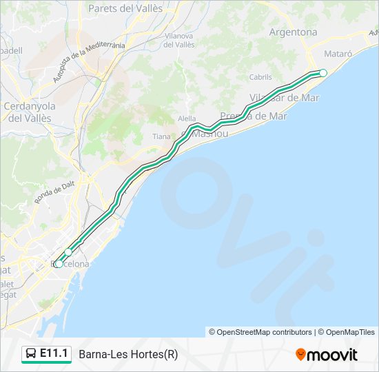 Línea E111: horarios, paradas y mapas - Barna-Les Hortes(R) (Actualizado)