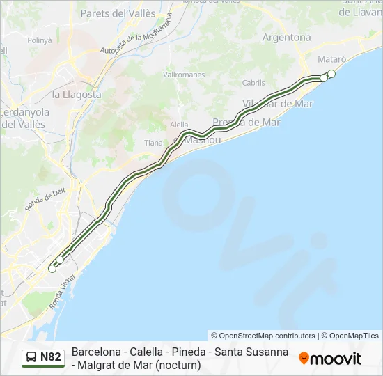 Línea N82: horarios, paradas y mapas - Estació Rodalies De Mataró (Mar ...