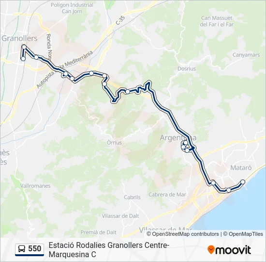 Línea 550: horarios, paradas y mapas - Estació Rodalies Granollers ...