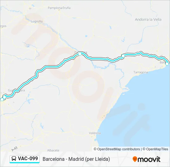 Línea VAC099: horarios, paradas y mapas - Madrid (per Lleida) (Actualizado)