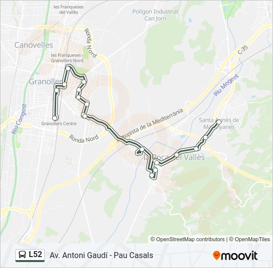 Línea L52: horarios, paradas y mapas - Av. Antoni Gaudí - Pau Casals ...