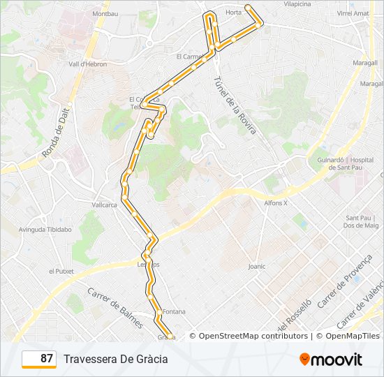 Línea 87: horarios, paradas y mapas - Gal·La Placídia (Actualizado)