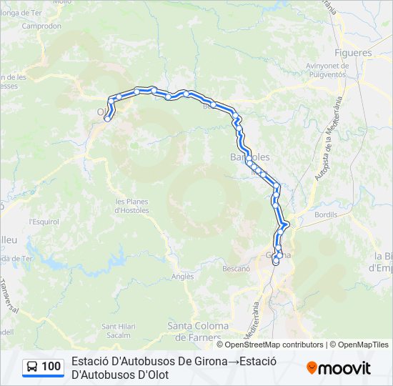 Línea 100: horarios, paradas y mapas - Estació D'Autobusos De Girona‎→ ...