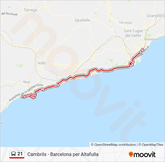 Línea 21: horarios, paradas y mapas - Cambrils - Barcelona per ...