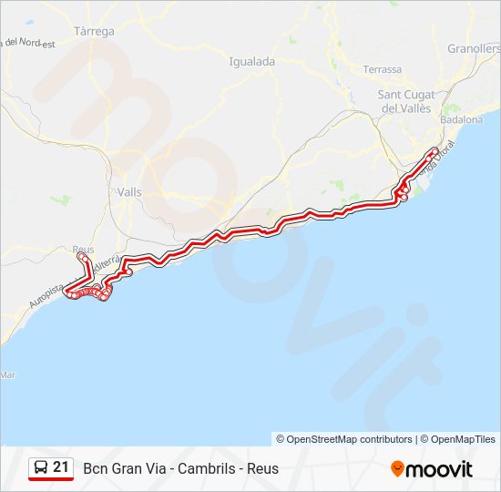 21 Route: Schedules, Stops & Maps - Bcn Gran Via - Cambrils - Reus ...