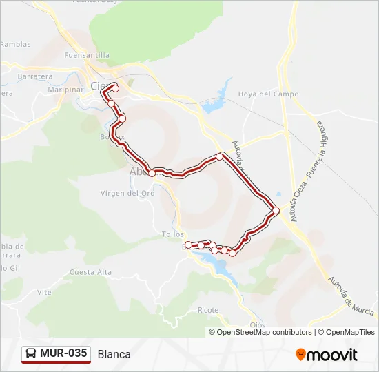 Línea MUR035: horarios, paradas y mapas - Blanca (Actualizado)