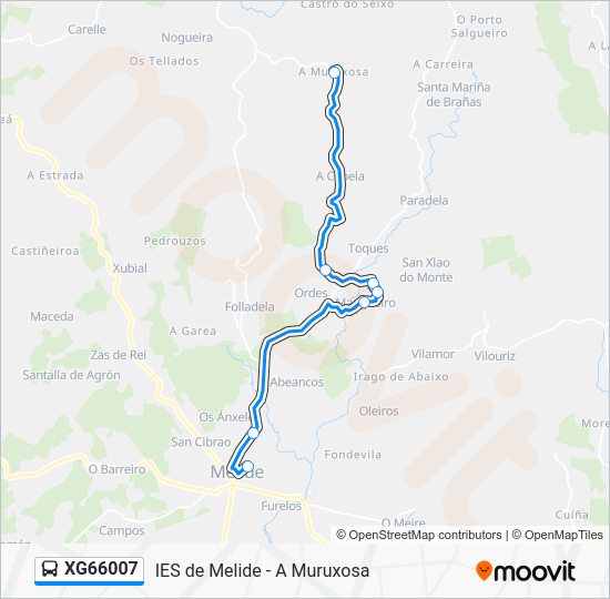Línea xg66007: horarios, paradas y mapas - Ies de Melide (Actualizado)