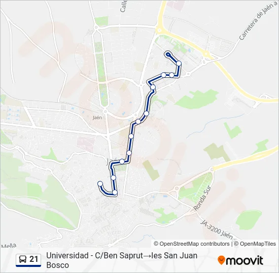 21 Route: Schedules, Stops & Maps - Universidad - C/Ben Saprut‎→Ies San ...