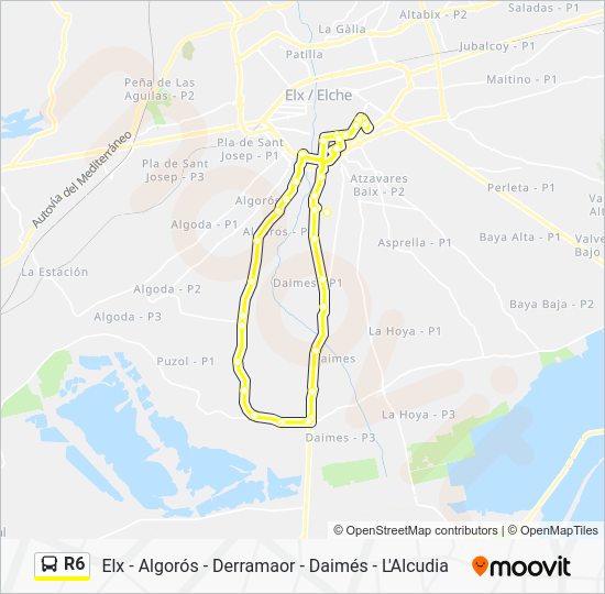 r6 Route: Schedules, Stops & Maps - Hospital - Ctra. Dolores-Gasolinera ...